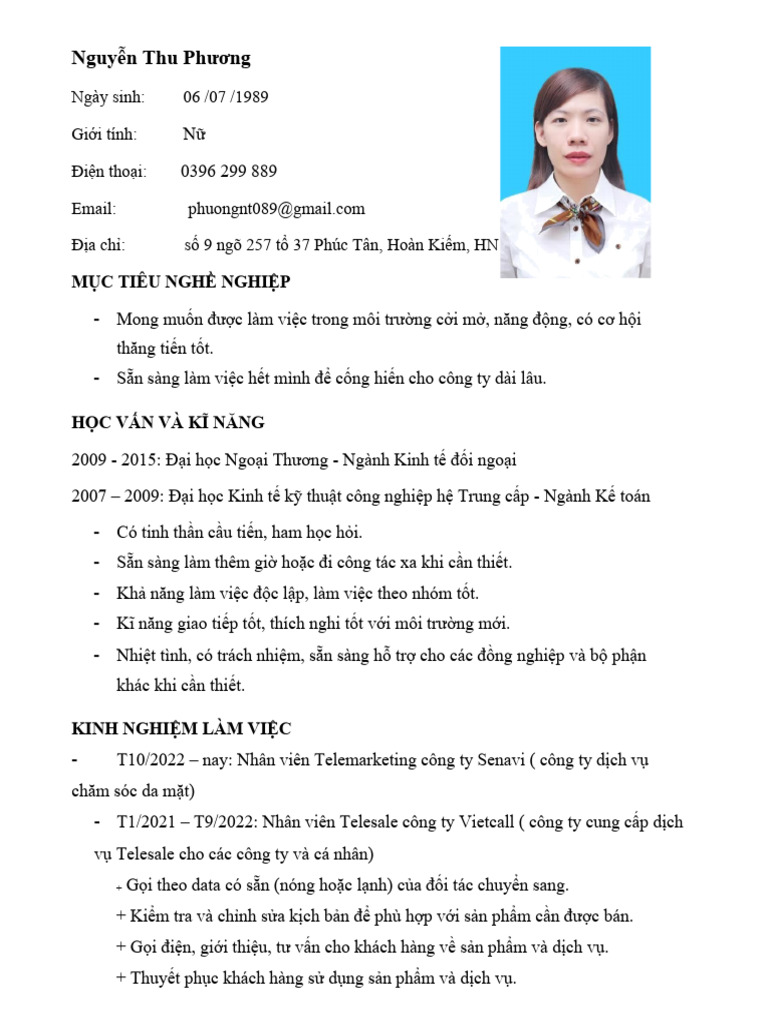 CV Phuong Sale 2 3 | PDF