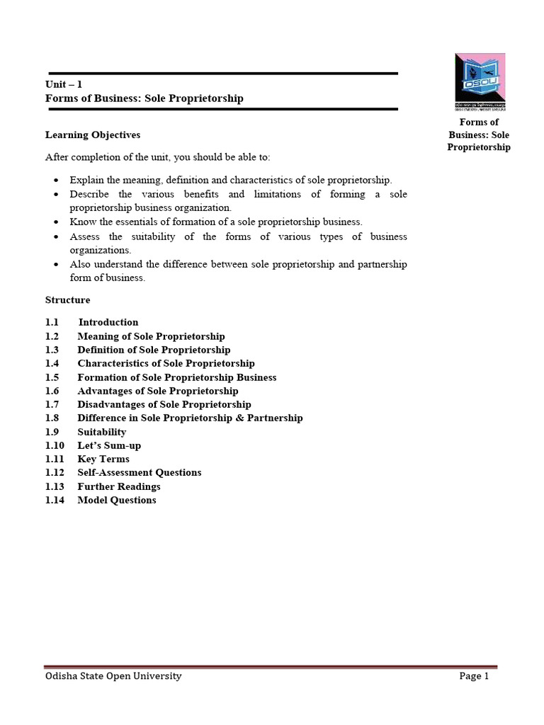 Forms of Business | PDF | Partnership | Sole Proprietorship