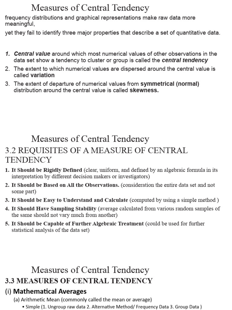 Chapter - 3A Measure of Central Tendency | PDF | Mean | Average