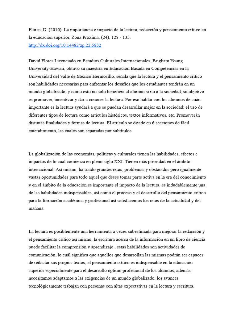 Reseña Resumen Final (1) - 2 | PDF | Pensamiento crítico | Pensamiento