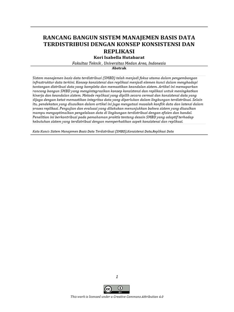 Rancang Bangun Sistem Manajemen Basis Data Terdistribusi Dengan Konsep Konsistensi Dan Replikasi ...