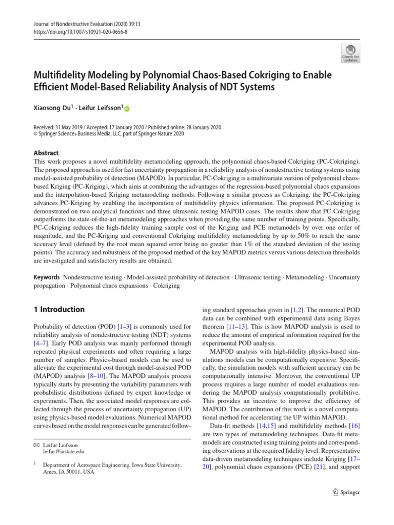 Multifidelity Modeling by Polynomial Chaos-Based Cokriging To Enable Efficient Model-Based ...