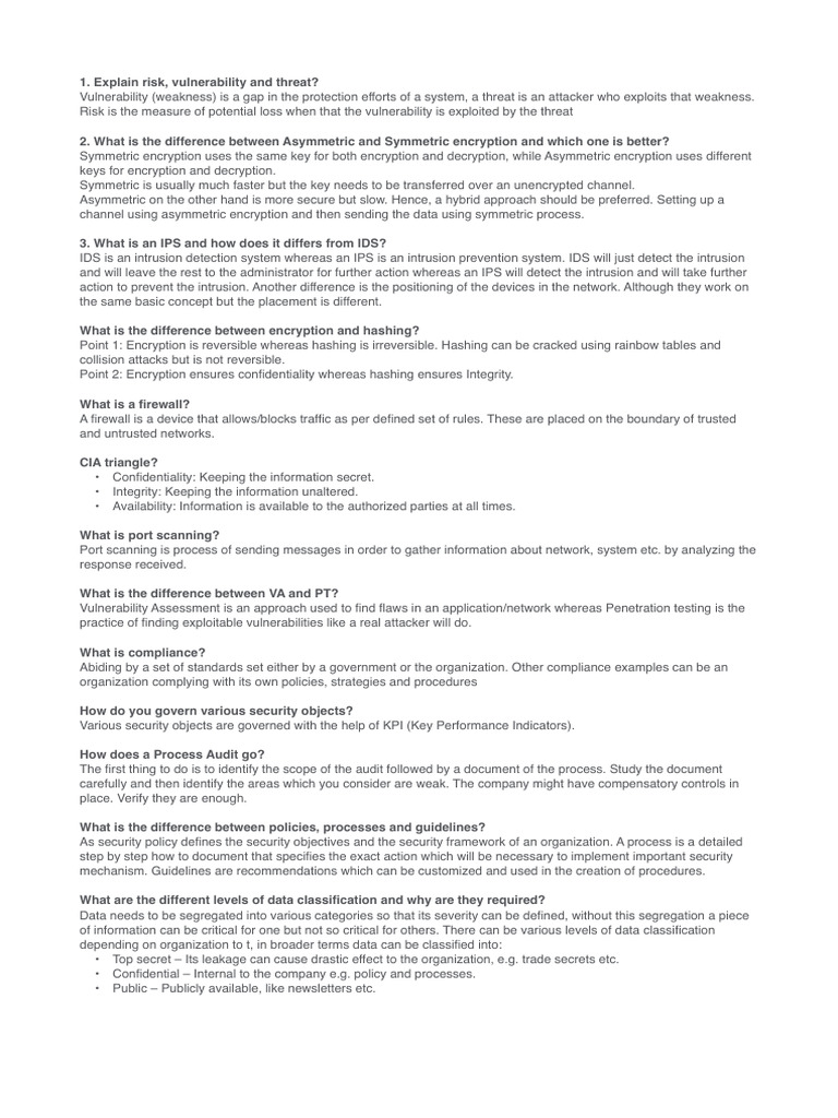 GRC intrview questions | PDF | Encryption | Security