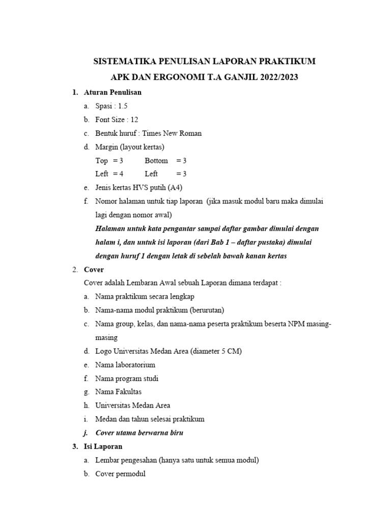 Sistematika Penulisan Laporan Praktikum | PDF | Seni | Komputer