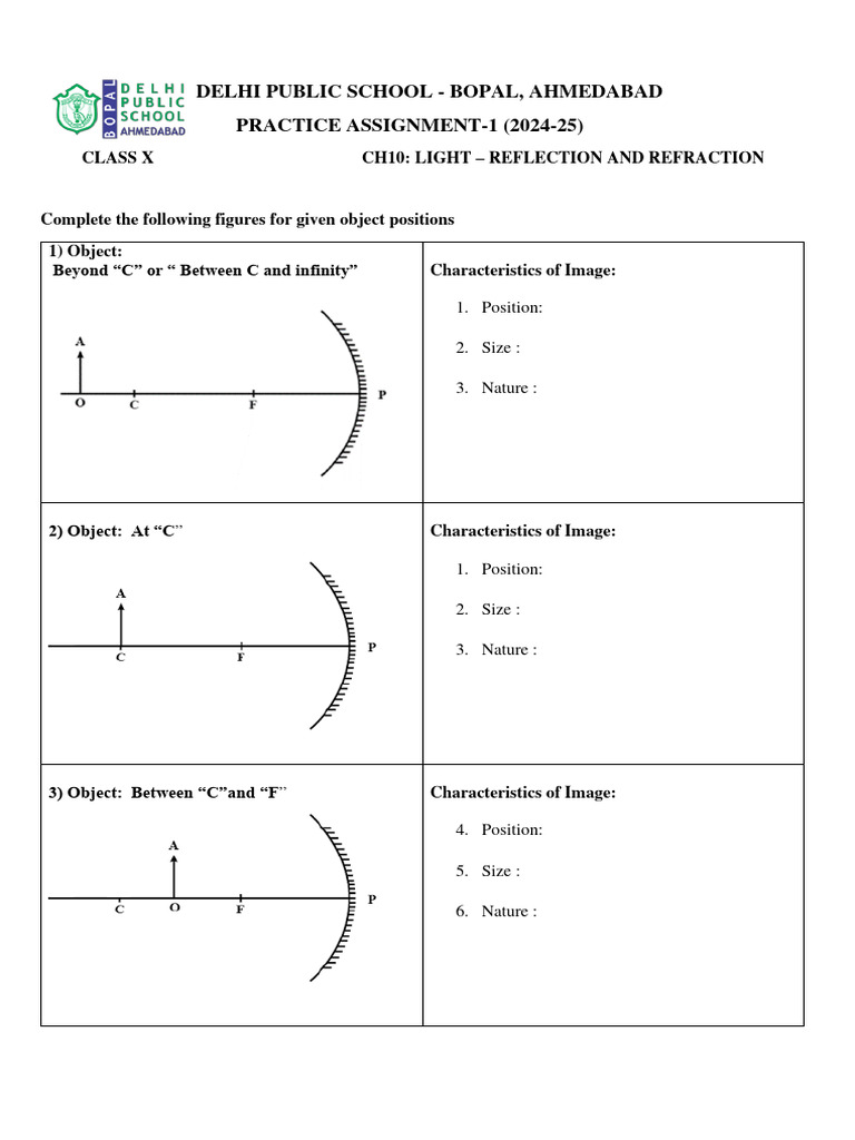 Practice Assignment Part-1 Ch09 Light | PDF | Mirror | Atomic