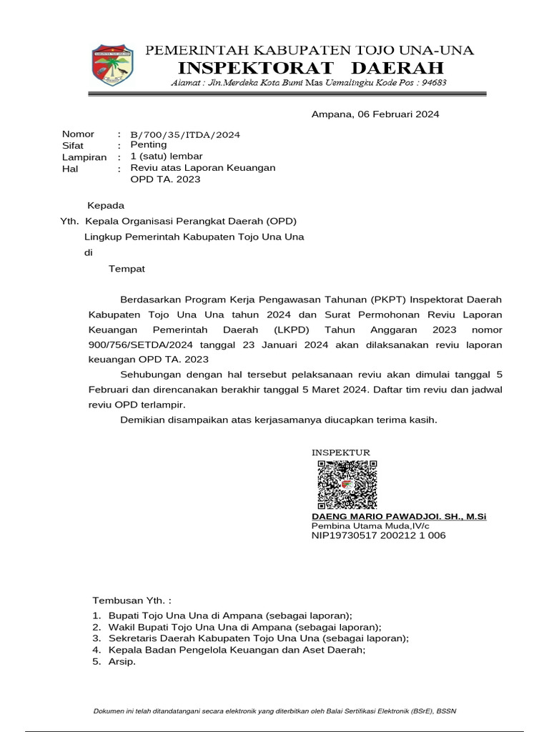 Reviu Laporan Keuangan OPD 2023 | PDF