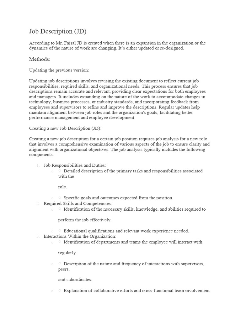 Job Description | PDF | Organizational Behavior | Business