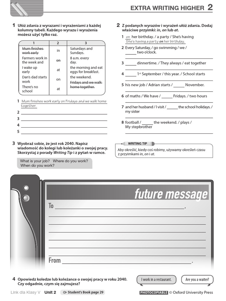 Link L5 U2 Writing Higher Ws | PDF