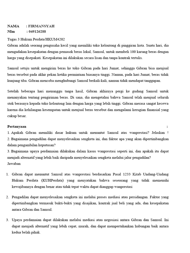 Dasar Hukum Gibran Menuntut Samsul | PDF