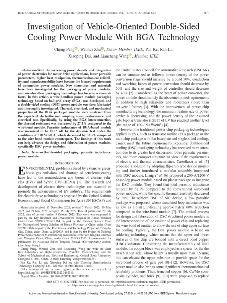 Investigation of Vehicle-Oriented Double-Sided Cooling Power Module With BGA Technology | PDF ...