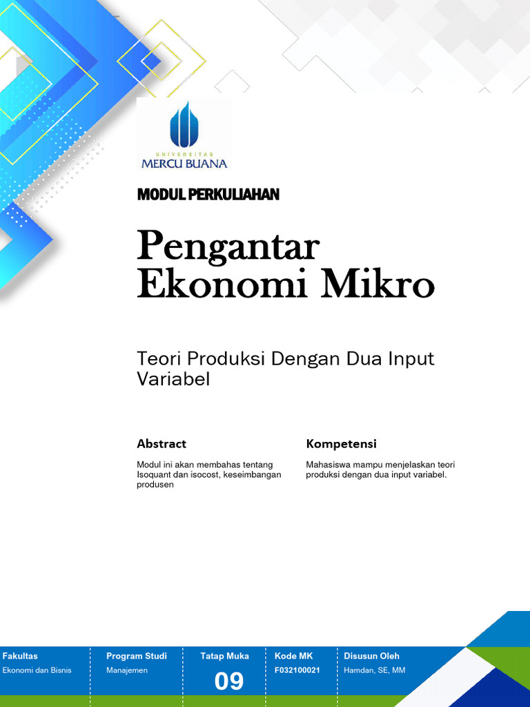 Modul Pengantar Ekonomi Mikro (TM9) | PDF | Pengelolaan Keuangan & Uang | Teknologi & Rekayasa