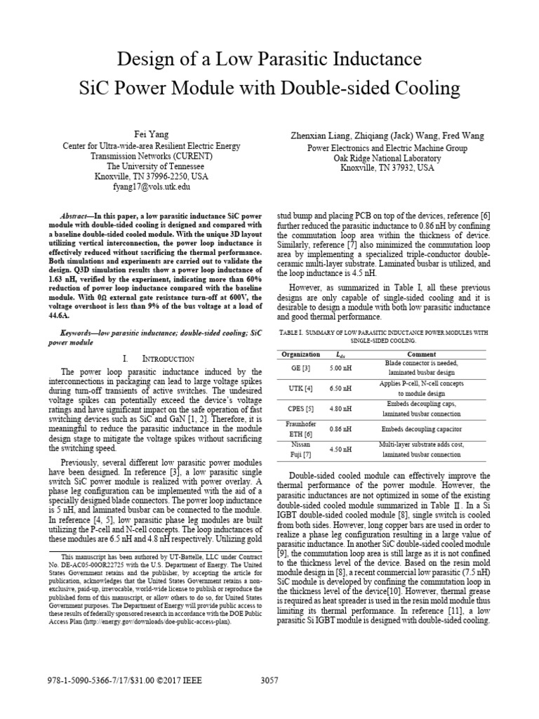 Design Of A Low Parasitic Inductance Sic Power Module With Double Sided Cooling Pdf