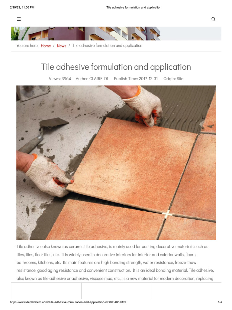 Tile Adhesive Formulation Guide | PDF | Adhesive | Tile
