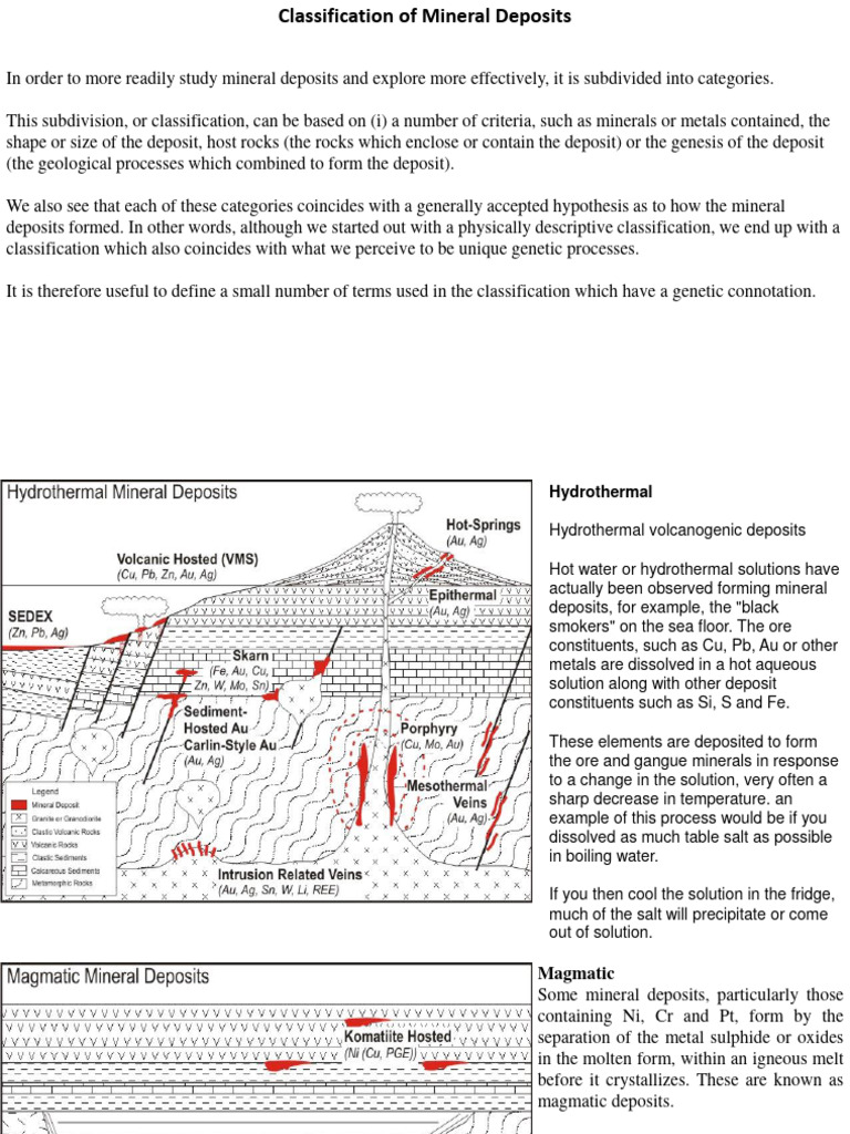Classification of Mineral Deposits | PDF | Rock (Geology) | Ore