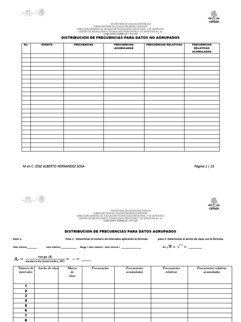 TABLAS DE DISTRIBUCION DE FRECUENCIAS (FORMATOS) (Reparado) | PDF | Análisis estadístico ...