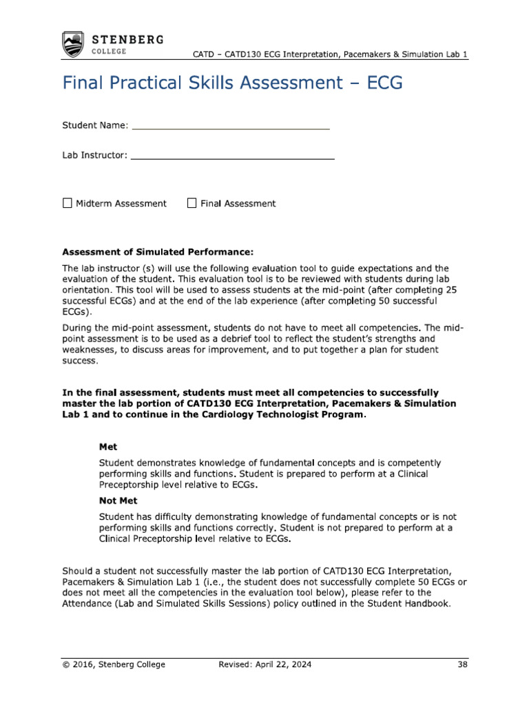 Final Practical Skills Assessment – ECG | PDF