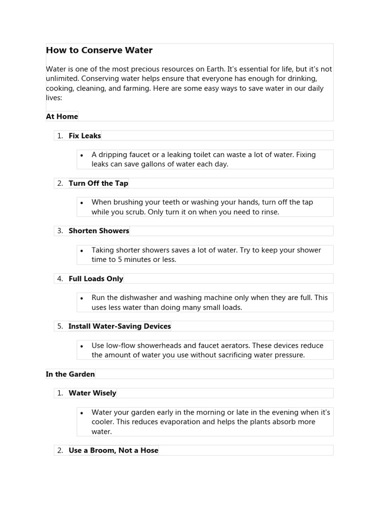 How To Conserve Water | PDF | Water Conservation | Water