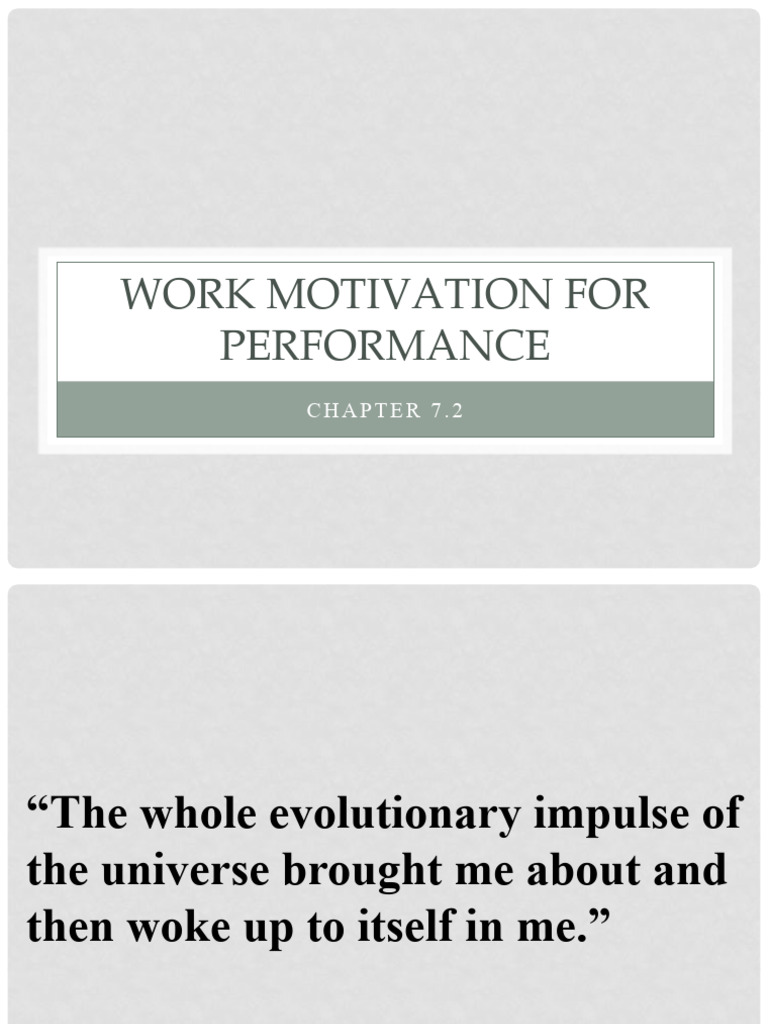 Chapter 7.2 - Work Motivation For Performance | PDF | Motivation ...