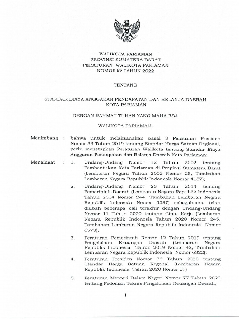 PERWAKO NO 63 TENTANG ASB | PDF