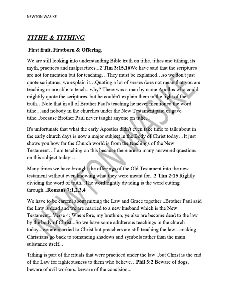 Tithe & Tithing | Download Free PDF | Jesus | Paul The Apostle