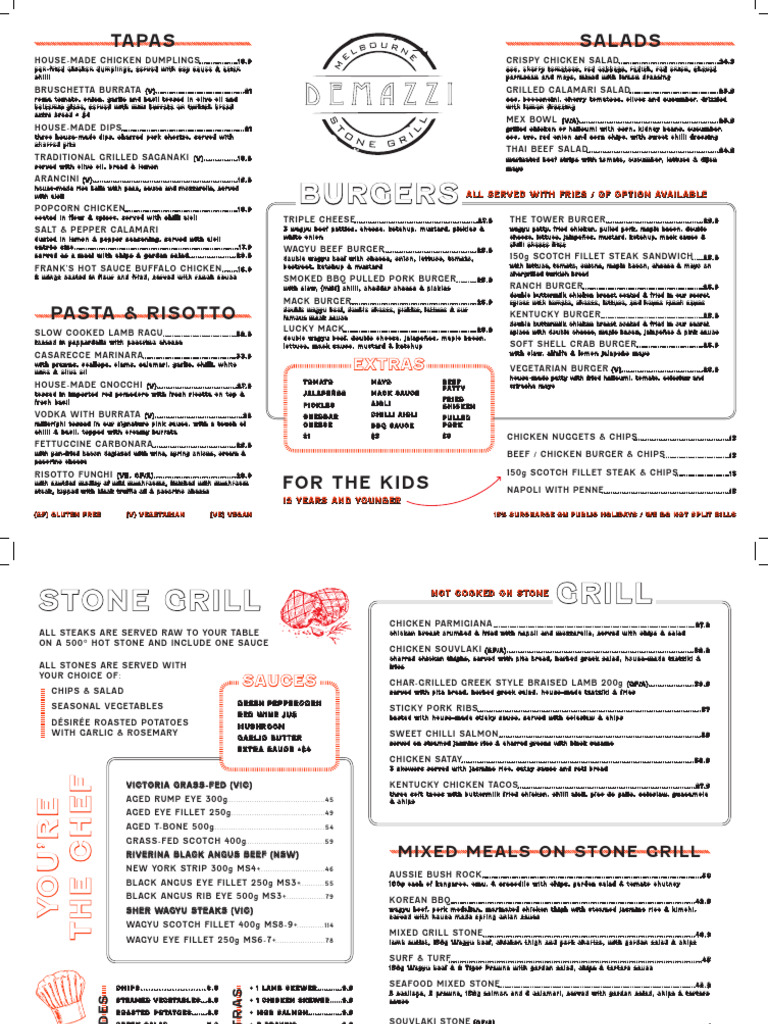 Demazzi Dinner Menu New | PDF | Hamburgers | Sauce