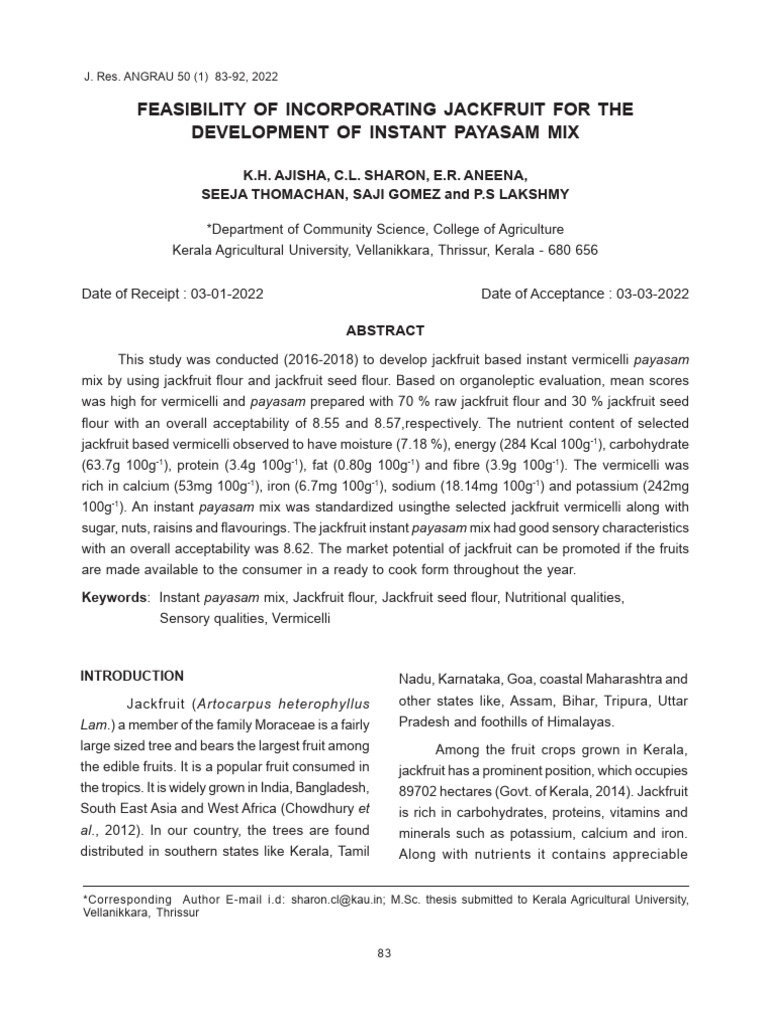 JoR ANGRAU Jan March 2022+ | PDF | Flour | Foods