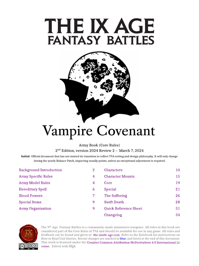 Vampire Covenant: T9A Army Rules Guide | PDF | Vampires | Necromancy