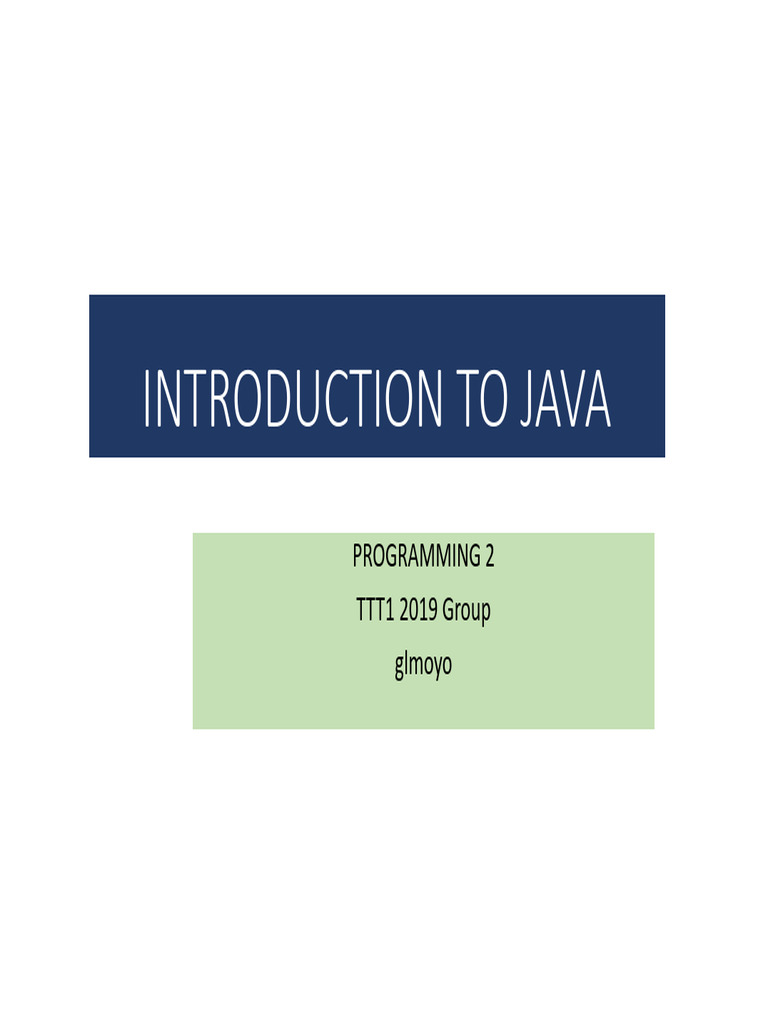 Introduction To Java | PDF | Java (Programming Language) | Programming Introduction To Java | PDF | Java (Programming Language) | Programming