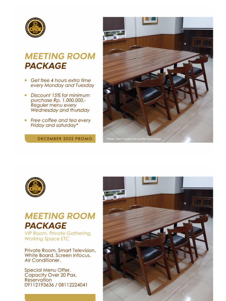 Paket Ruang Meeting Cafe Cinde | PDF