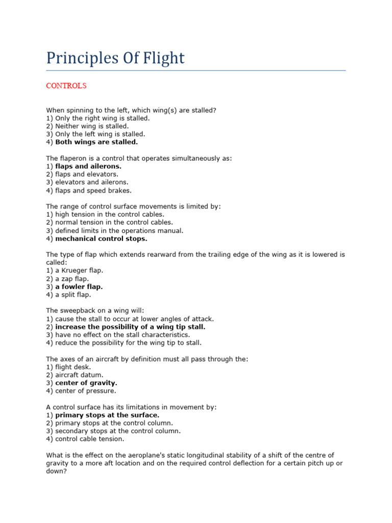 JAA ATPL Questions Principles of Flight CONTROLS | PDF | Flight Control ... JAA ATPL Questions Principles of Flight CONTROLS | PDF | Flight Control ...