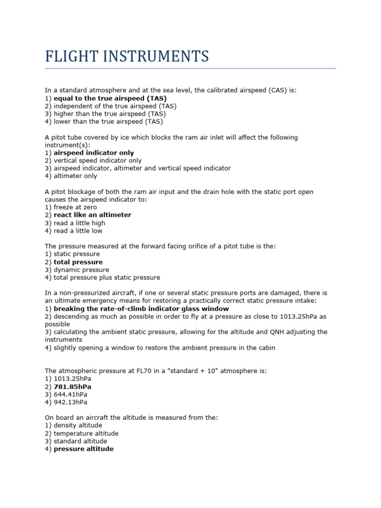 JAA ATPL Questions Instruments | PDF | Airspeed | Gyroscope JAA ATPL Questions Instruments | PDF | Airspeed | Gyroscope