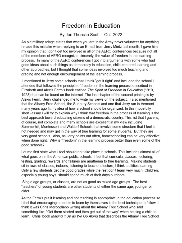 Freedom in Education | PDF | Plate Tectonics | Science