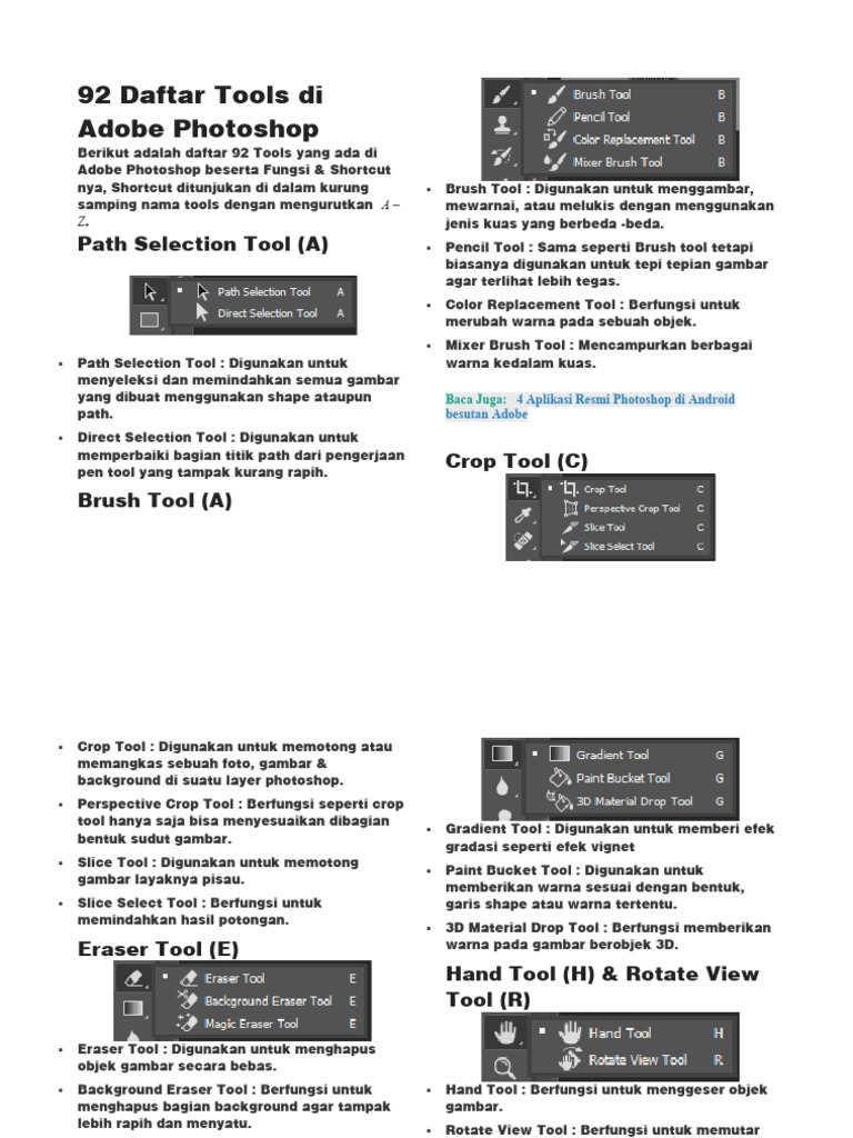 92 Daftar Tools Di Adobe Photoshop | PDF | Seni