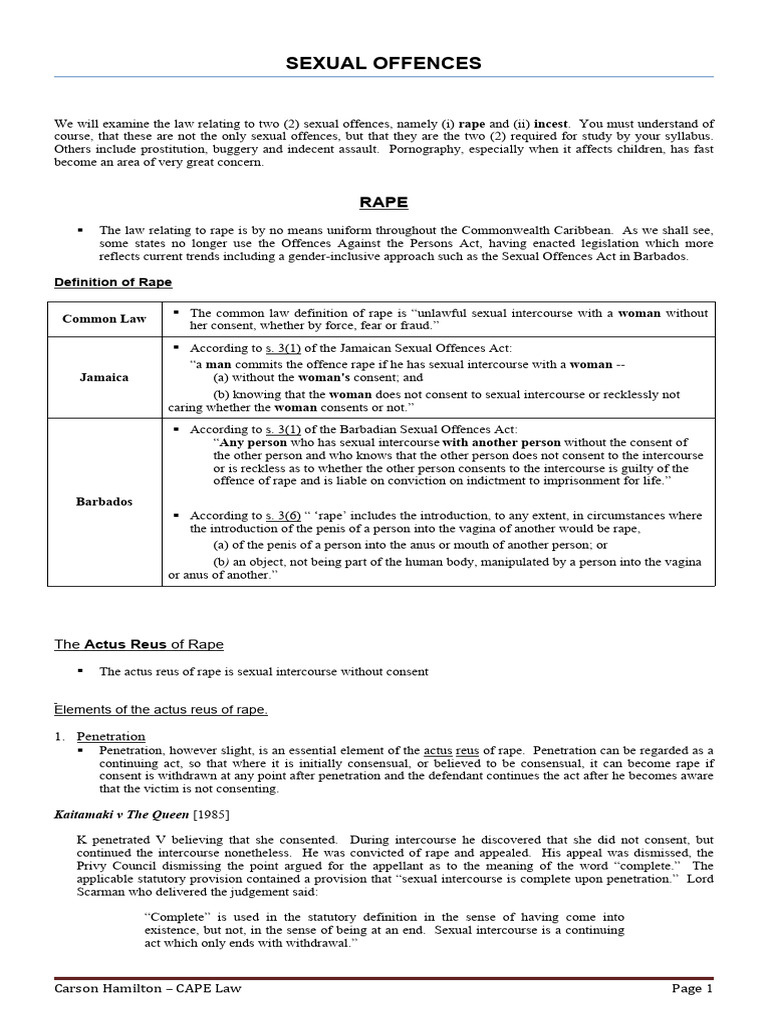 SEXUAL OFFENCES, JUDICIAL PRECEDENT ETC Law Unit 1 | PDF | Rape | Human Sexuality