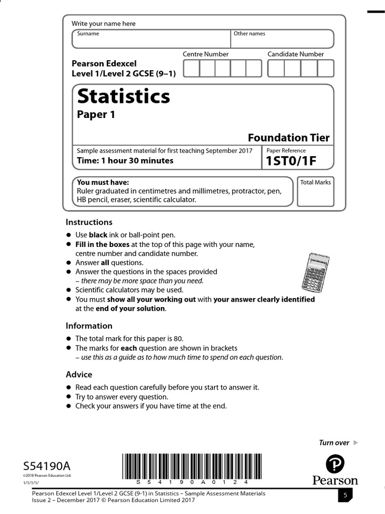GCSE Statistics Sample Paper | PDF | Fuels | Statistics