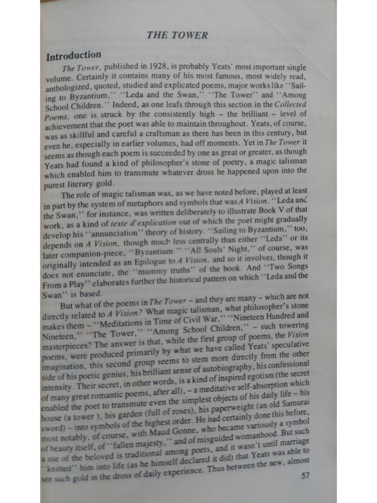 Sem 3 Yeats Poems Analysis | PDF | W. B. Yeats