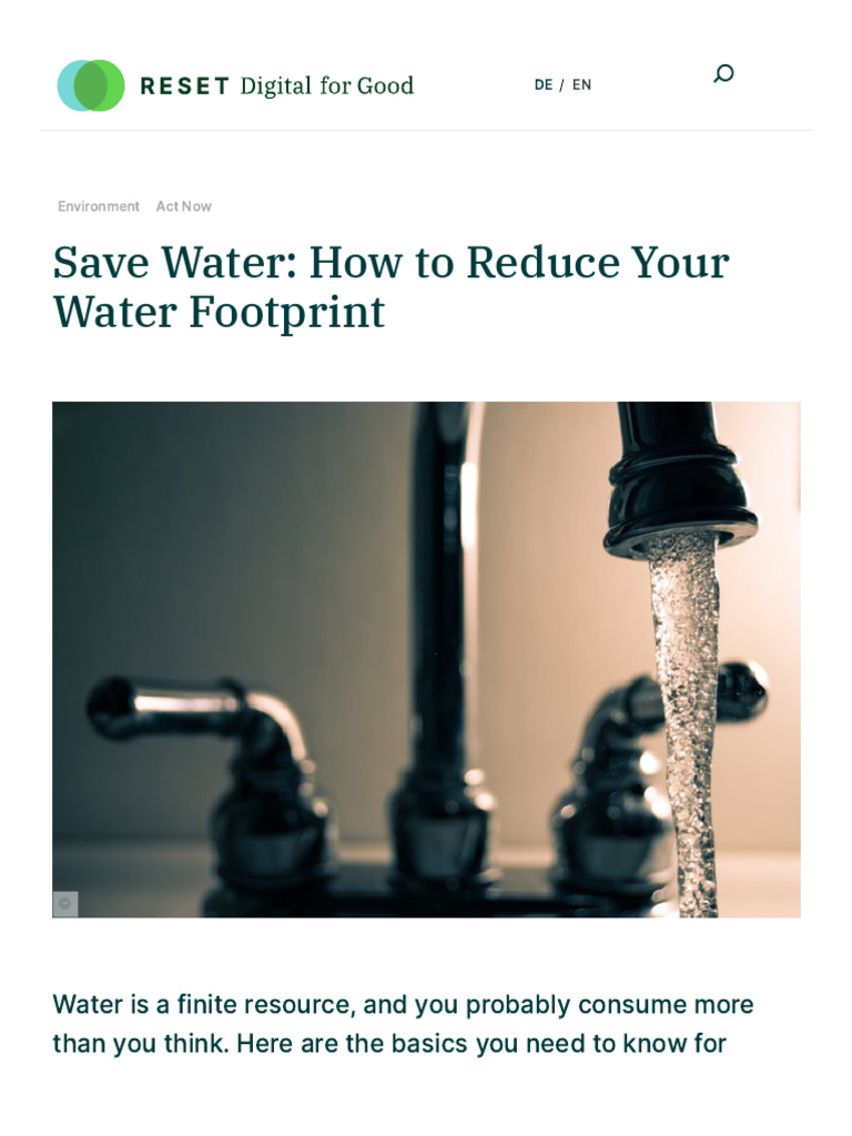 Save Water - How To Reduce Your Water Footprint - Digital For Good ...