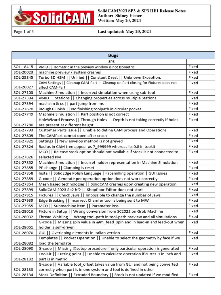 SolidCAM Release Notes 2023 Sp3 and Sp3 HF1 | PDF | Machining | Computing