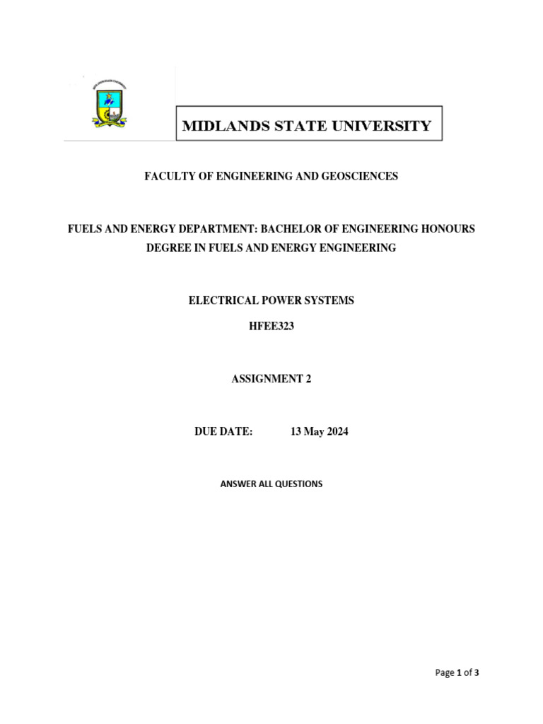 2024 Hfee323 Question Paper Ass 2 | PDF | Electric Power Transmission | Electric Power System