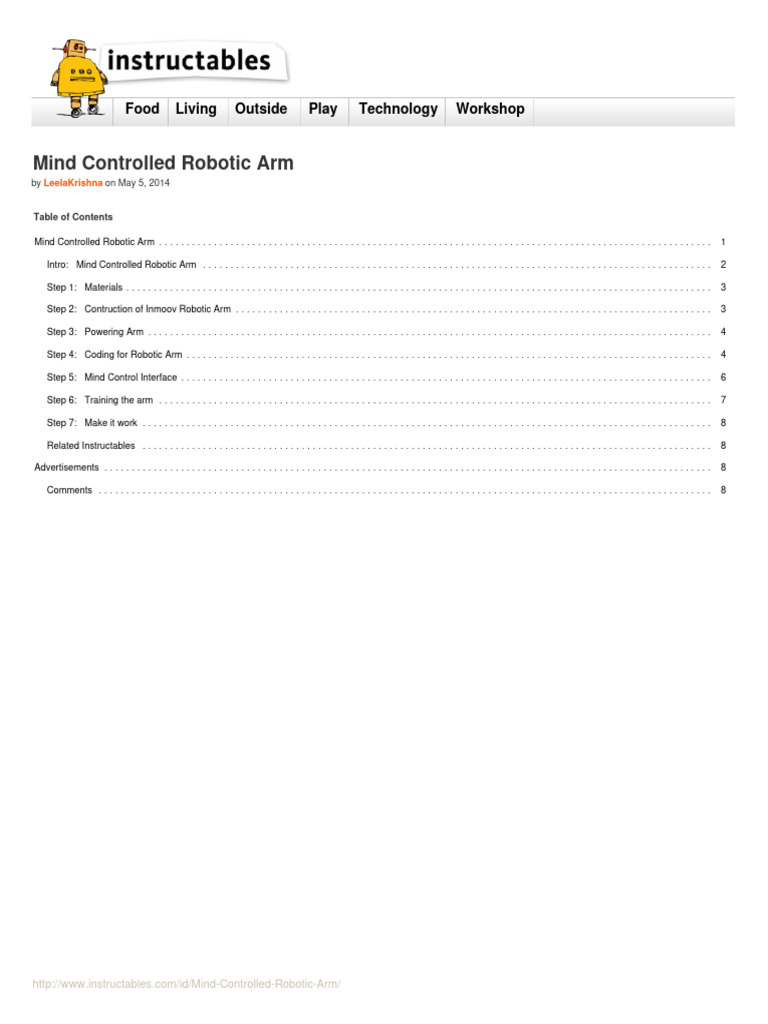 Brat Robotic Controlat Cu Ajutorul Mintii | PDF | Prosthesis | Robotics