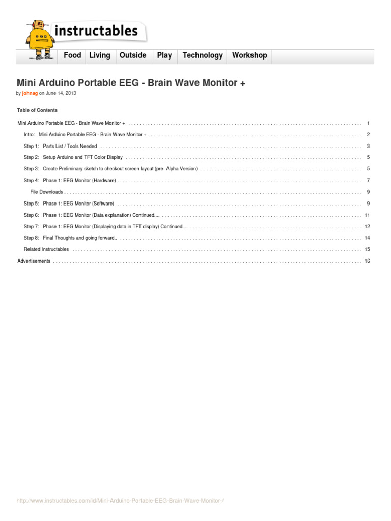 Mini Arduino Portable EEG Brain Wave Monitor | PDF | Arduino | Electroencephalography