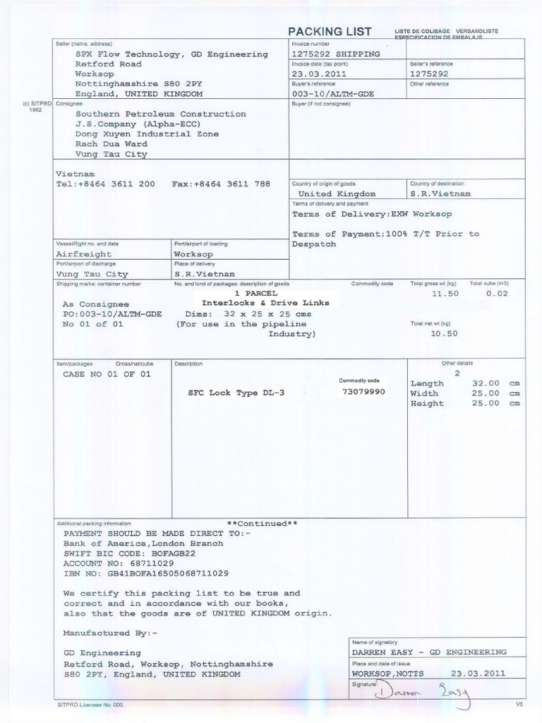 Po#003-10 Altm - Gde - Packing List Interlock - Lo Hang Cho Amendment | PDF