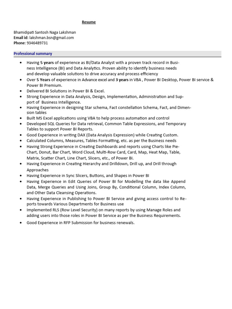 Lakshman Resume | PDF | Microsoft Excel | Microsoft Sql Server