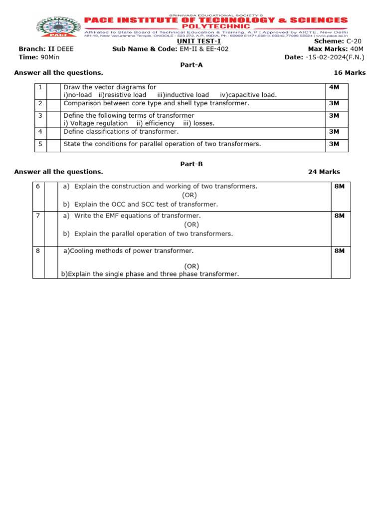 EM2 MID1 QP | PDF | Science & Mathematics | Computers