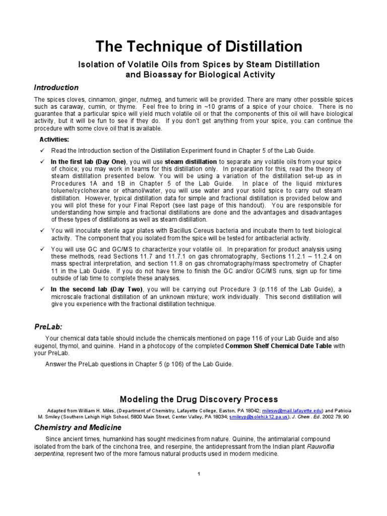 The Technique of Distillation | PDF | Distillation | Pharmaceutical Drug