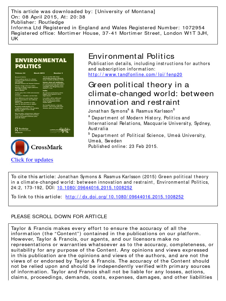 Green Political Theory | PDF | Climate Change Mitigation | Climate Change