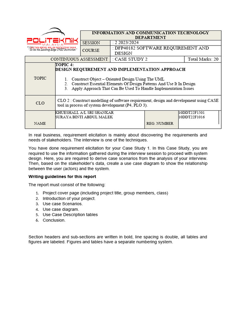 Case Study 2 DFP40182 Sesi 2 | PDF | Use Case | Computing
