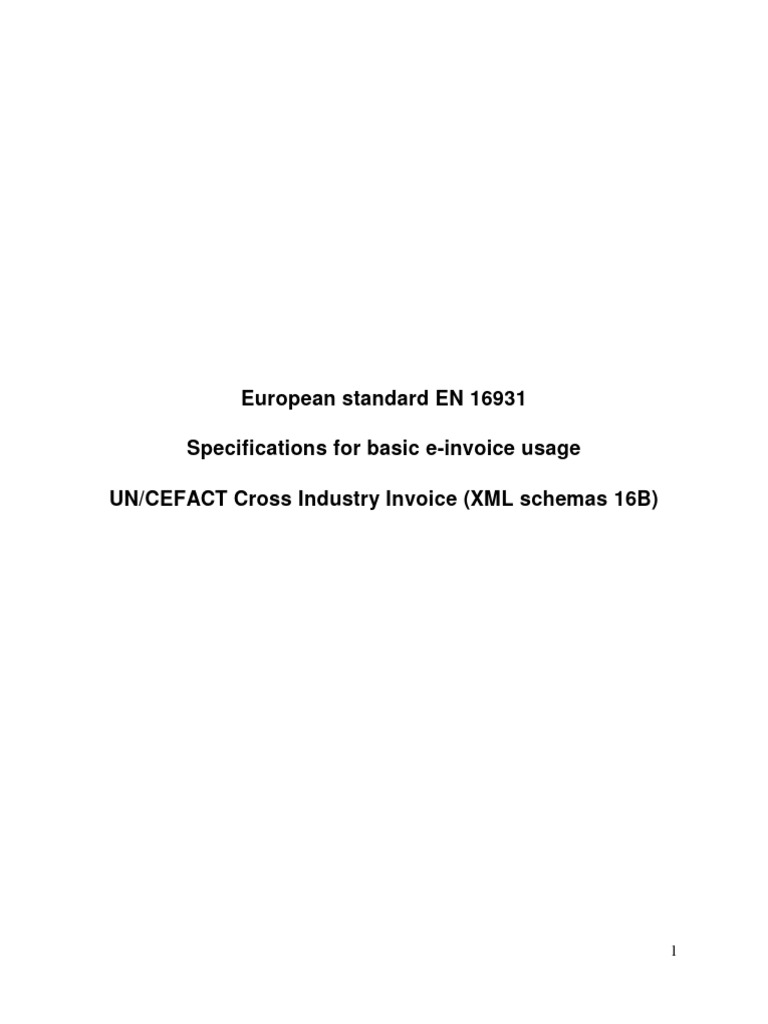 European Standard EN 16931 - Cross Industry Invoice | Download Free PDF ...