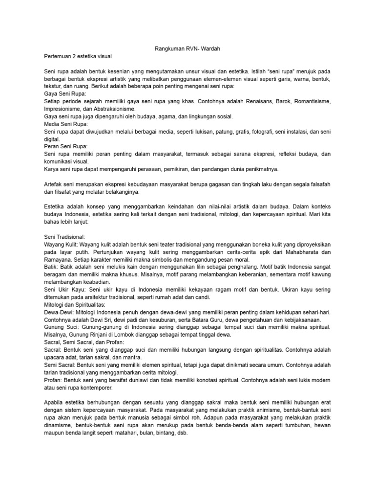 Rangkuman RVN | PDF | Ilmu Sosial | Seni