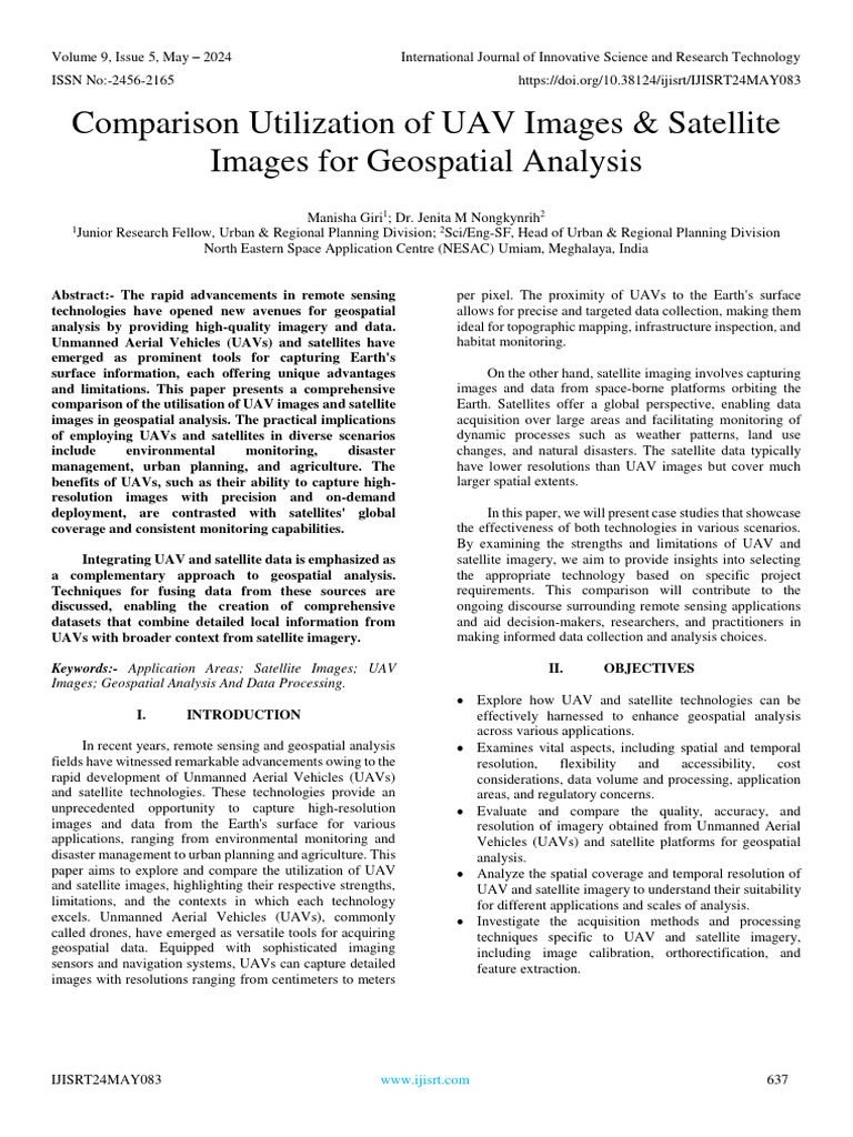 Comparison Utilization of UAV Images & Satellite Images For Geospatial Analysis | PDF | Unmanned ...